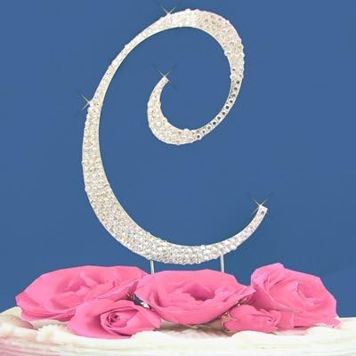 Amazon.com: Fully Covered in Crystal Monogram Wedding Cake Topper ...