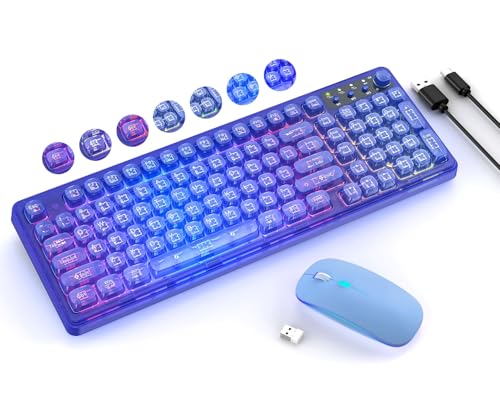 Amazon.com: Blue Light Up Keyboard and Mouse Wireless,Cute 2.4Ghz ...