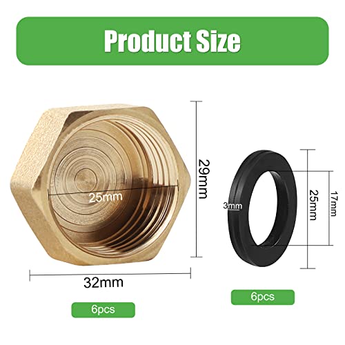 EXLECO Brass Cap 3/4 Inch Blind Plug Female Thread Hose Cap Hexagonal ...
