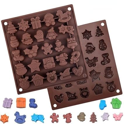 LEGACYCART Christmas Chocolate Mould, 1 Pack 25-Cavity Xmas Silicone ...