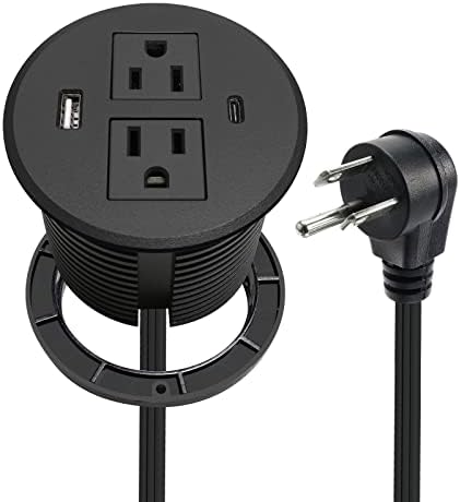 Desk Power Bar with USB Recessed Mounted Desktop Power Strip 2 Outlets ...