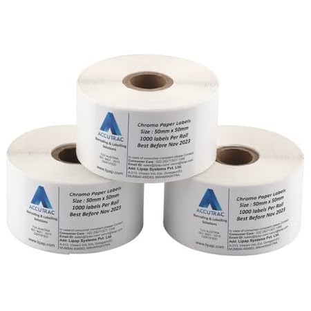 ACCUTRAC 50mm X 50mm Barcode Chromo Paper Labels Stickers (Pack of 3) : Amazon.in: Office Products