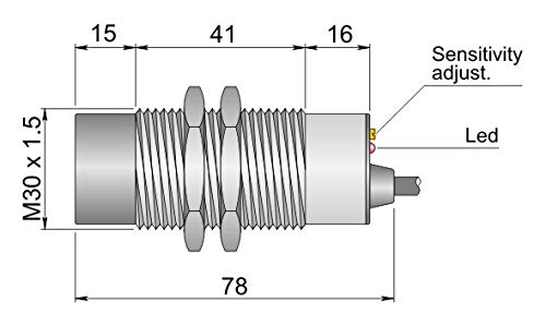 SC30SM-CE25 PNP NO+NC | C30000055 | AECO CAPACITIVE SENSOR, M30, 25MM ...