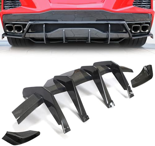 Amazon.com: Etesan Real Carbon Fiber Rear Bumper Diffuser and Canards ...