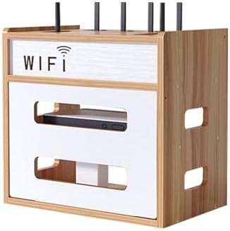 Amazon.com: Wooden Router Shelf, Desktop WiFi Router Storage Box Modem ...