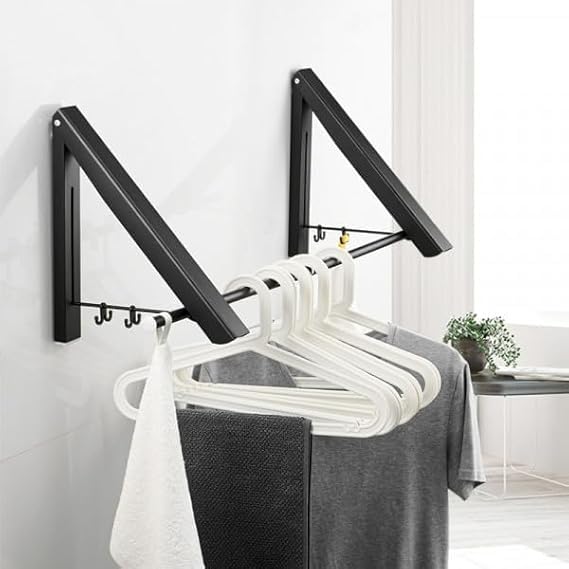 KRIDAY Folding RetractMBle Clothes Rack-Laundry Room Drying Rack Wall ...