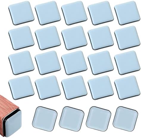 24 Pieces PTFE Teflon Square Furniture Sliders Glides Self Adhesive ...