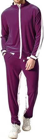 Amazon.com: KISSQIQI Mens Tracksuits 2 Pieces Full Zip Golden Velvet ...