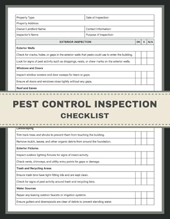 Pest Control Inspection Checklist: Inspection Report Book for ...