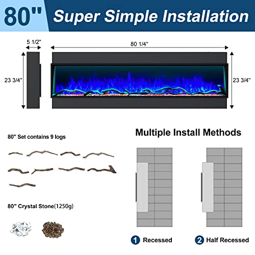 Cosmopolitan Fireplaces Phoenix Univue Series 80 inch Built-in Electric ...