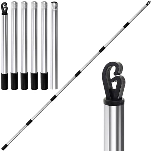 2 x 2.4 M Washing Line Pole Telescopic, Heavy Duty Stainless Steel ...