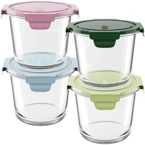 8 Pack Glass Containers with Lids - Heat Resistant BPA Free - Soup ...