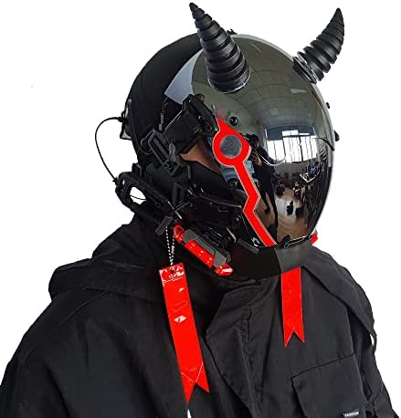 Amazon.com: KYEDAY Punk Mask for Men, Ox horn LED Mask,Futuristic Punk ...