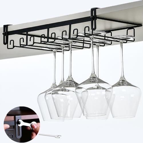 Amazon.com: Wine Glass Rack, Wine Glass Holder Under Cabinet, No-Nail ...
