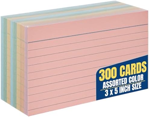 Amazon.com : 1InTheOffice Spiral Index Cards 3x5, Ruled Neon, Lined, Assorted Colors, 50 Cards ...
