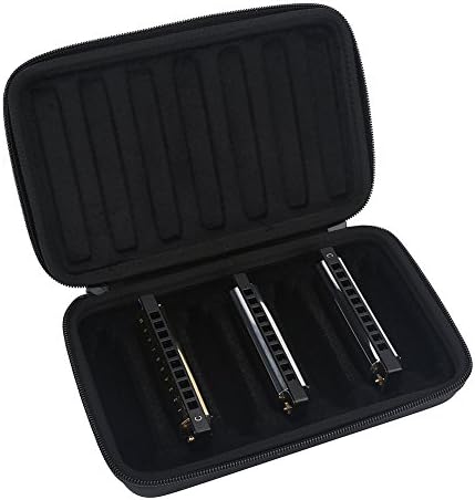 Harmonica Case, PU Leather Harmonica Storage Case Zippered Harmonica ...