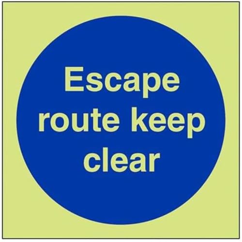 VSafety Glow In The Dark Escape Route Keep Clear Sign – 150mm x 150mm ...