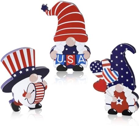 Amazon.com: PICTTY 4th of July Decorations Patriotic Gnomes Wooden ...