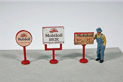 Amazon.com: HO Scale Vintage Gas Station Curb Signs -- Mobil pkg(3 ...