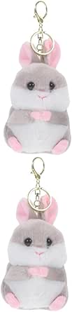 LIFKOME 2pcs Plush Hamster Pendant Key Fob Bag Charms Purse Keychain ...
