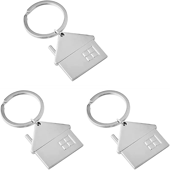 NA 3Pcs House Keyrings Zinc Alloy House Keychains Home Key Rings ...