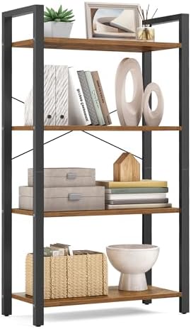 Amazon.com: VASAGLE 4-Tier Bookshelf, Bookcase with Steel Frame, Book ...