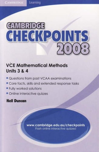Buy Cambridge Checkpoints VCE Mathematical Methods Units 3 and 4 2008 ...