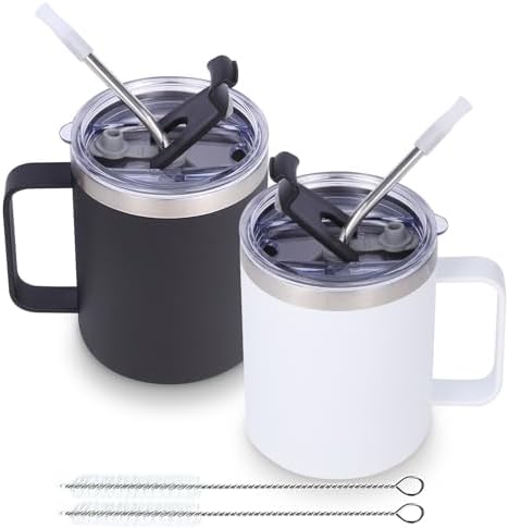 Amazon.com: Volhoply 14oz Insulated Stainless Steel Coffee Mug with Lid ...