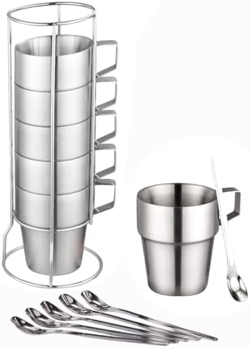 Amazon.com | Mirenlife Stackable Stainless Steel Coffee Cups, Insulated ...