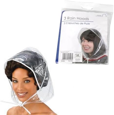 3 X RAIN HAT Hood Cover Clear Plastic Bonnet Protection Emergency ONE ...