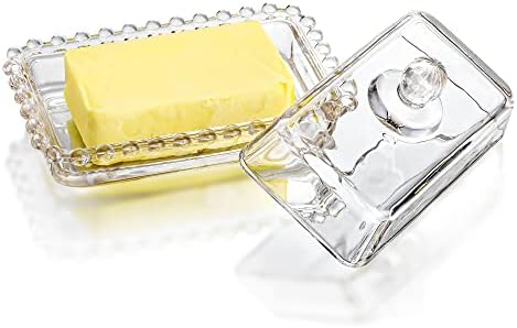Amazon.com | Glass Butter Dish with Lid from 1500 C Tabletop Farm-house ...