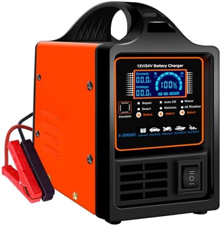 Amazon.com: 12V 24 Volt Car Battery Charger Heavy Duty, 0-15A Smart ...