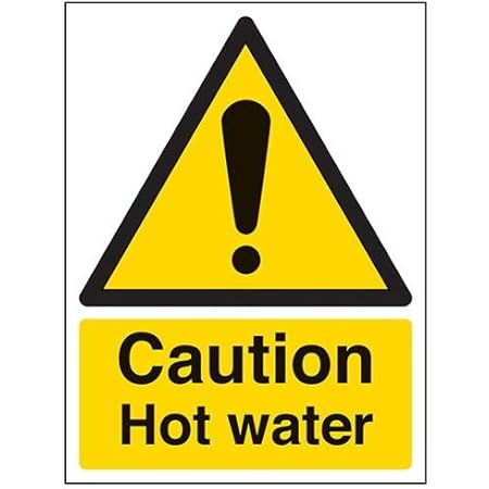 Caution Hot Water Safety Sign - Self Adhesive Sticker 100mm x 75mm ...