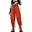 MEINVQIAOTI Black Cargo Pants Women Loose Chained Pants Multi-Pocket ...