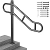 VEVOR Single Post Handrail for Outdoor 1-3 Steps, 40.5" L x 35.4" H ...
