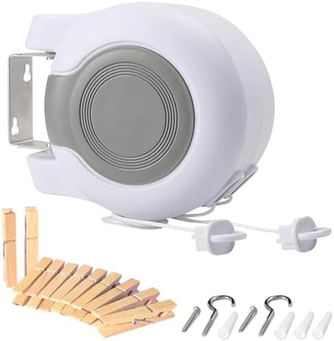 Retractable Reel Washing Lines, Heavy Duty Wall Mounted Dual Clothes ...