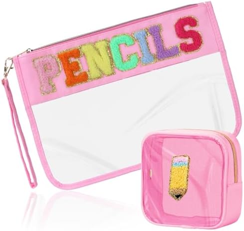 Amazon.com : Hillban 2 Pcs Preppy Pencil Case Chenille Patch Letter ...