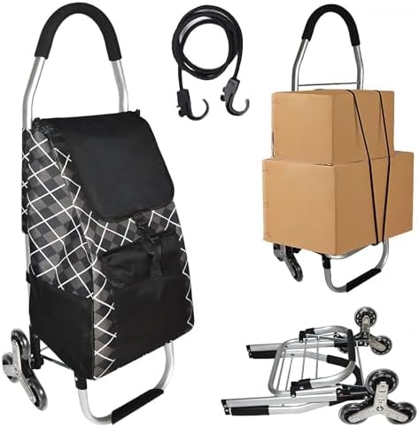 Foldable Shopping Cart with Tri-Wheel Metal Utility Trolley with ...