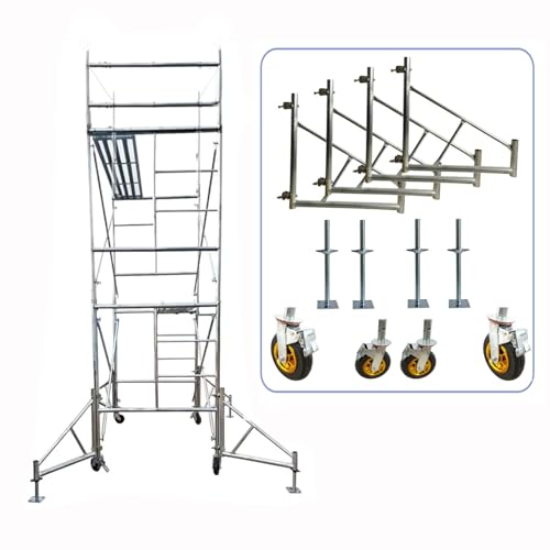 14.2ft -Scaffold Rolling Tower. The 3 Layers of guardrail Scaffolding ...