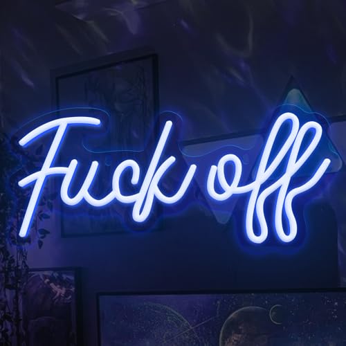 Snapklik.com : Fuck Off Neon Signs For Wall Decor, Reusable Blue Fuck ...
