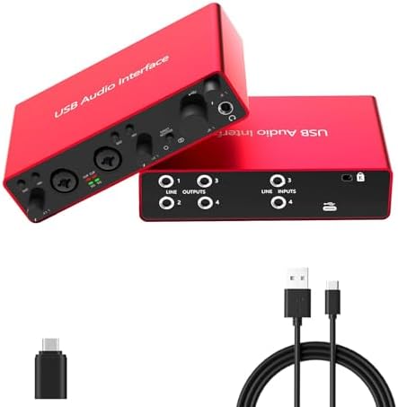 Amazon.com: USB Audio Interface 4 Line Outputs & 2 Line Inputs with 48V ...