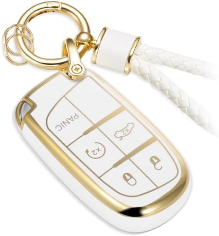 Amazon.com: CTRINEWS for Jeep Key Fob Cover with Metal Braided Rope ...