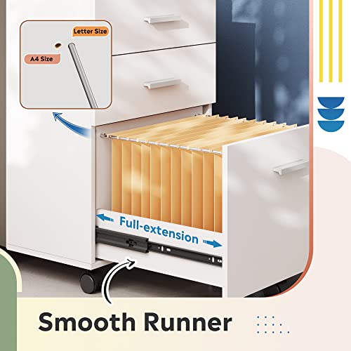 Snapklik.com : DEVAISE 3 Drawer Wood Mobile File Cabinet