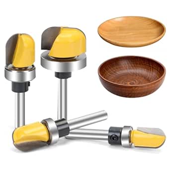 Yueqing Zhongji 4Pcs Carving Router Bits 1/4 Inch Shank Bowl and Tray ...