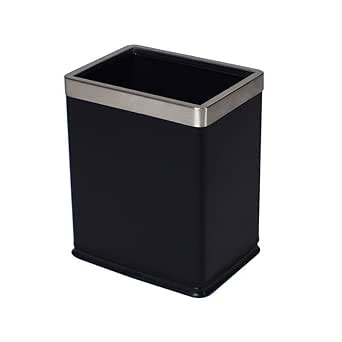 DOLPHY 10 Liter Open Top Trash Can, Stainless Steel Office Wastebasket ...