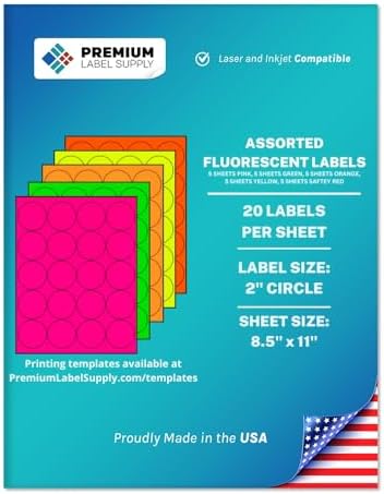Amazon.com : Premium Label Supply Bright Neon Color Fluorescent Sticker ...