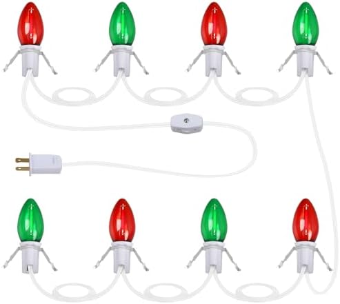 LCMLA Christmas Village Lights - Blow Molded Light Cord,with 8 LED Red ...