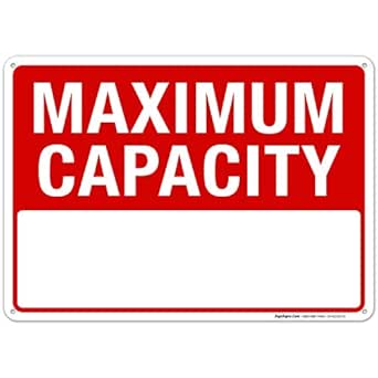 Amazon.com : Maximum Capacity Sign, for Home or Business, 10x14 Inches ...