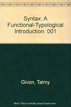 Amazon.com: Syntax: A functional-typological introduction. Volume I ...