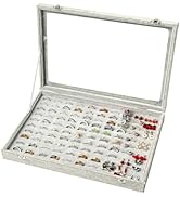 Amazon.com: GISK 100 Slots Ring Display Case with Transparent Lid Ring ...